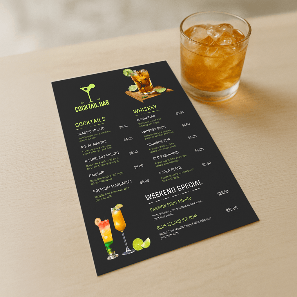 Menús de Bar | 360imprimir