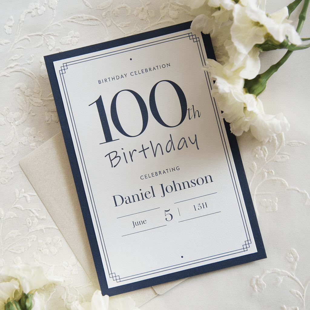 Personalised 100th Birthday Invitations: 100 for $16.16 | 360onlineprint