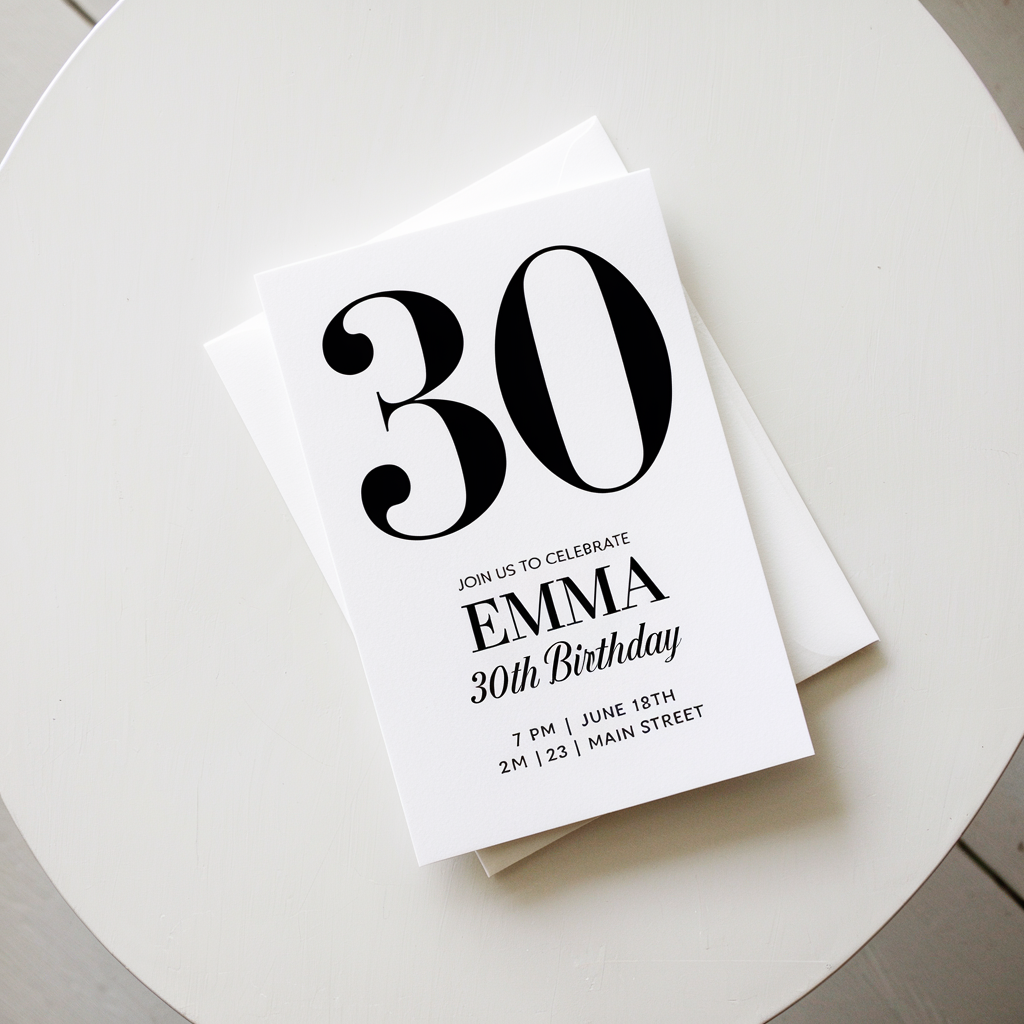 Personalised 30th Birthday Invitations: 100 for $16.16 | 360onlineprint