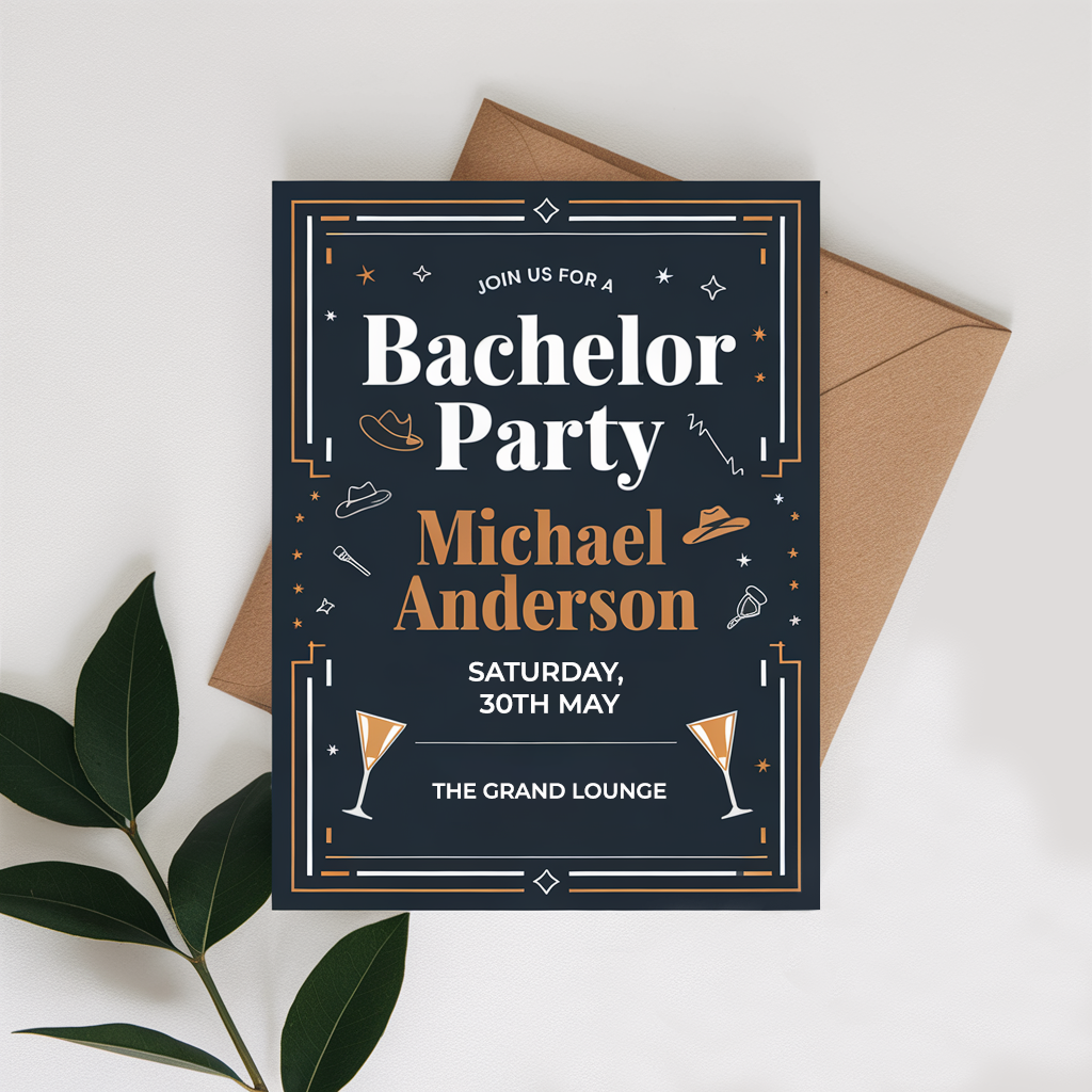 Personalised Bachelor Party Invitations: 100 for $19.95 | 360onlineprint