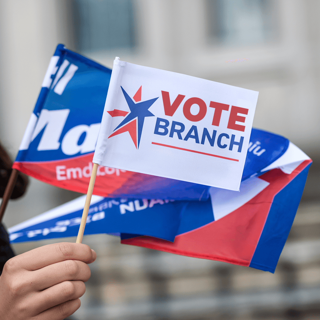 Personalised Political Campaign Paper Flags: 100 for € 128,63 | BIZAY