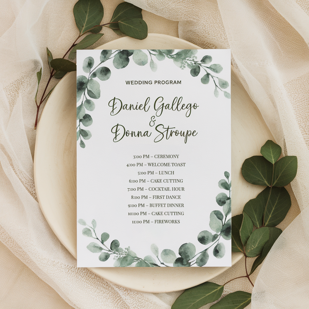 Programmes de Mariage personnalisées : 100 pour 9,08 € | BIZAY