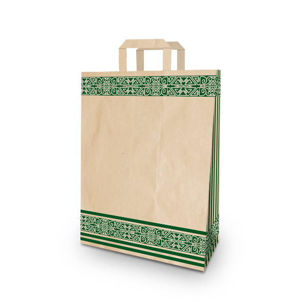 Vertical paper carrier bag with flat handles "Green Pattern ...
